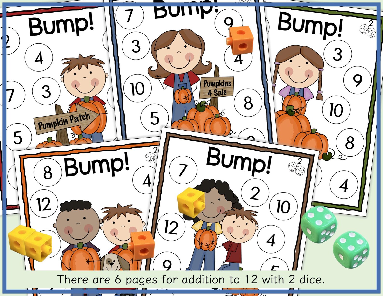 BUMP Math Games for Number ID and Addition to 12 or 18 Differentiated ...