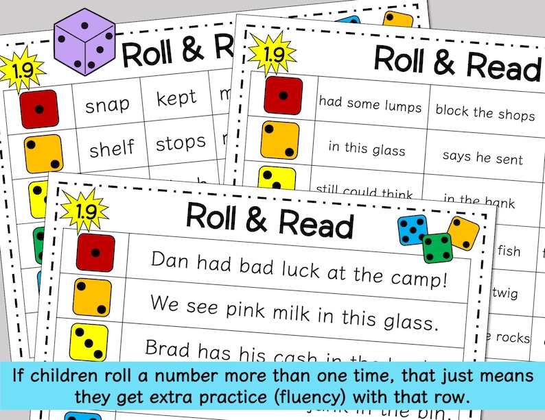 Roll and Read Grade 1 Fluency/words Phrases Sentences Decoding Small ...