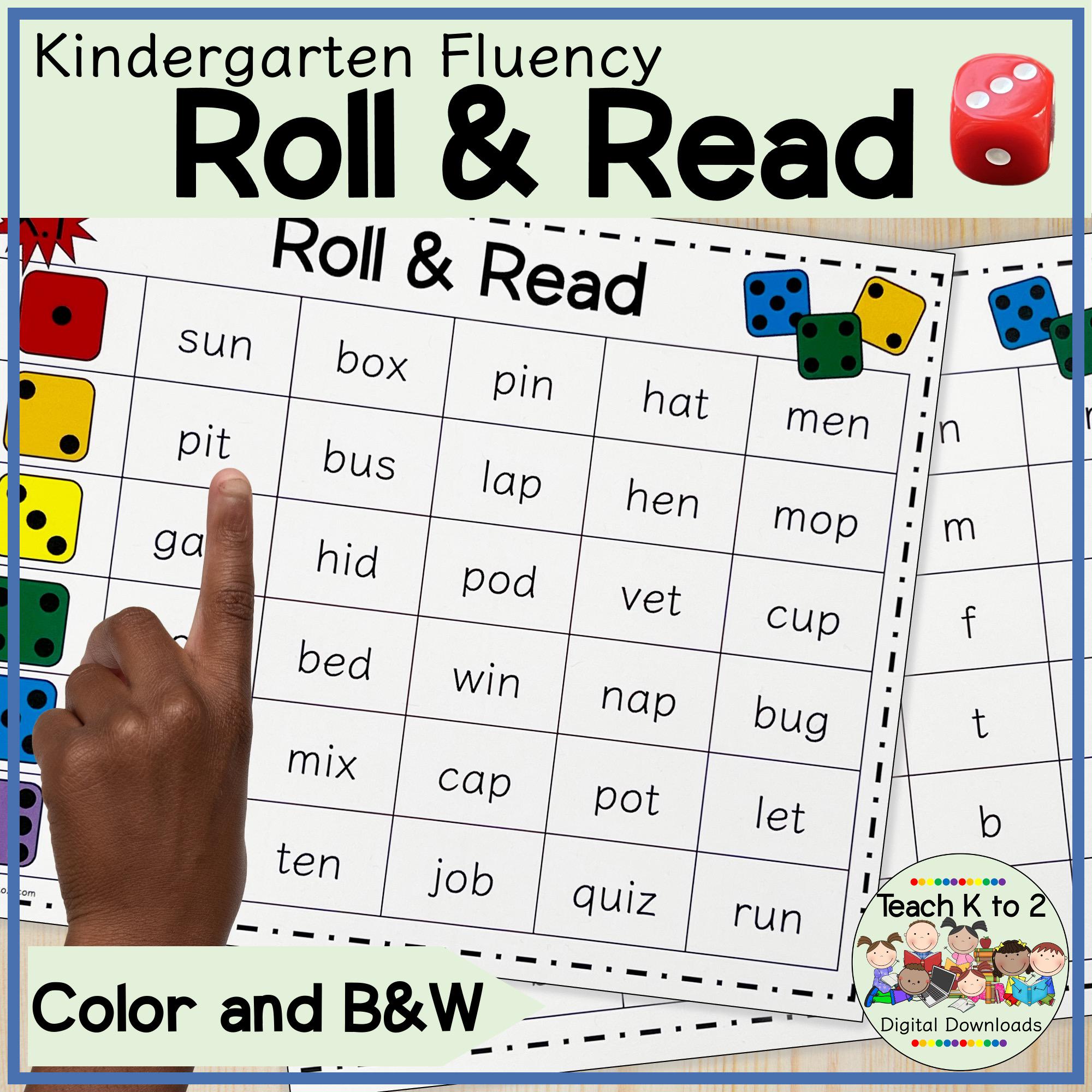 Roll and Read Kindergarten Fluency/letters/sounds/words/decoding Small ...