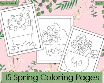 Spring Coloring Book/pages for Kids Spring Activities and - Etsy