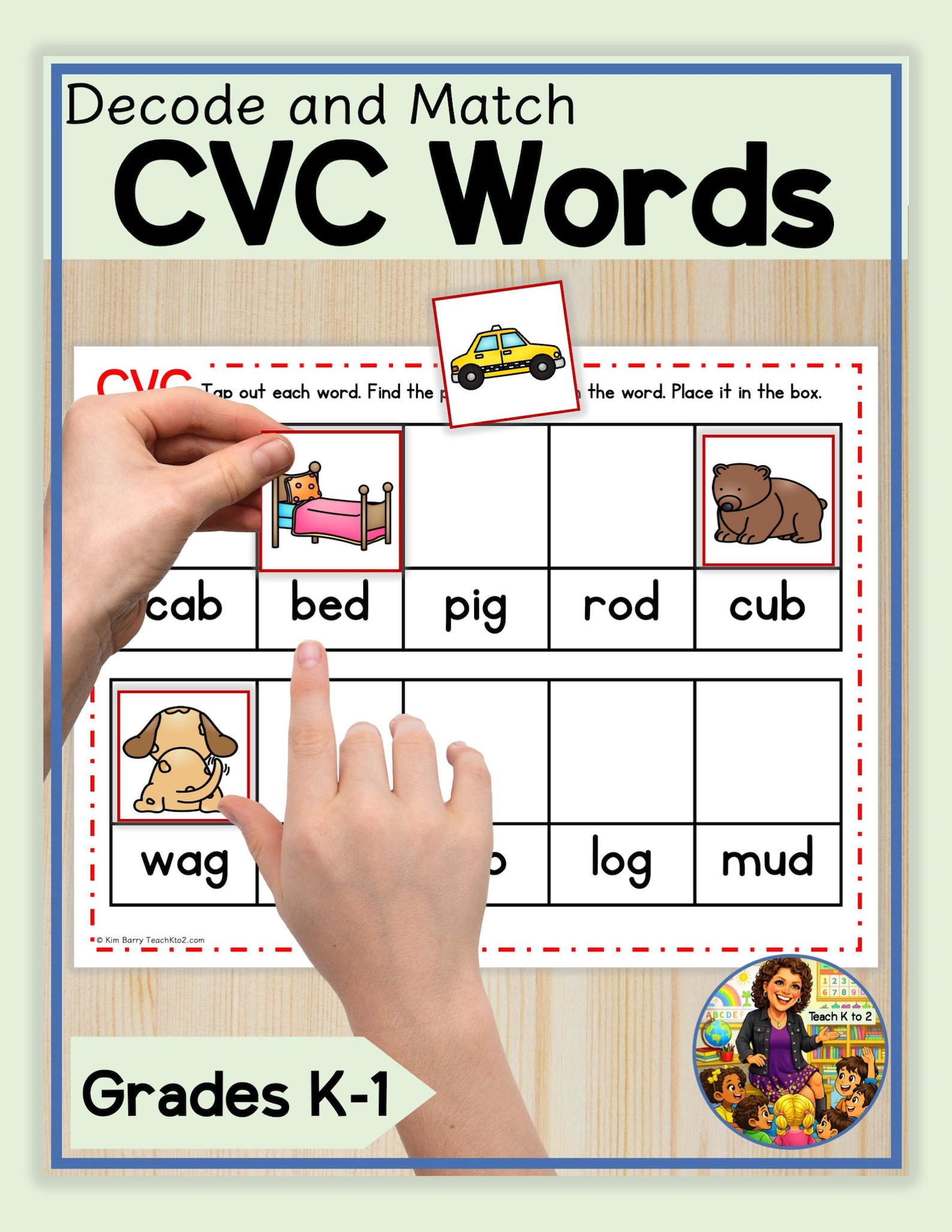 CVC Decode & Match Pictures | Word Mats | Grades K-1 Literacy Center ...