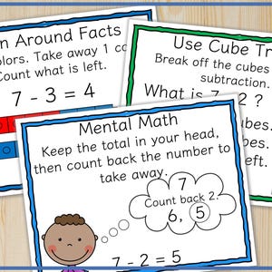 Subtraction Strategies Mini-posters for First or Second Grade | Math ...