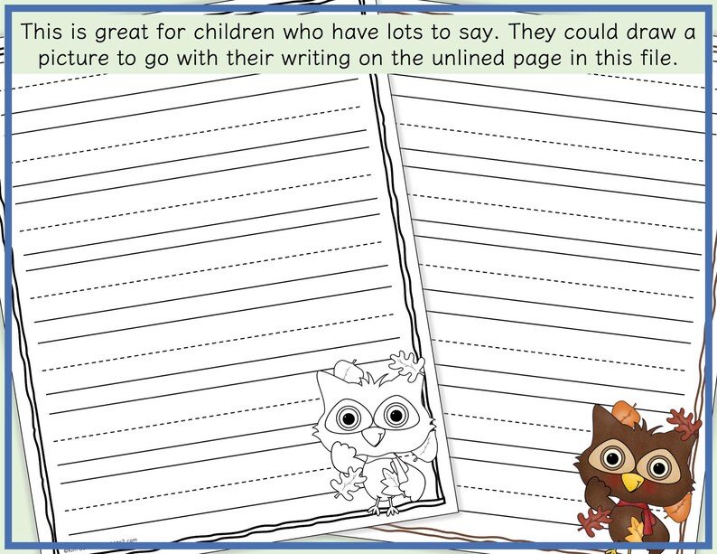 Fall Themed Primary Lined Writing Paper Differentiated for Kindergarten ...
