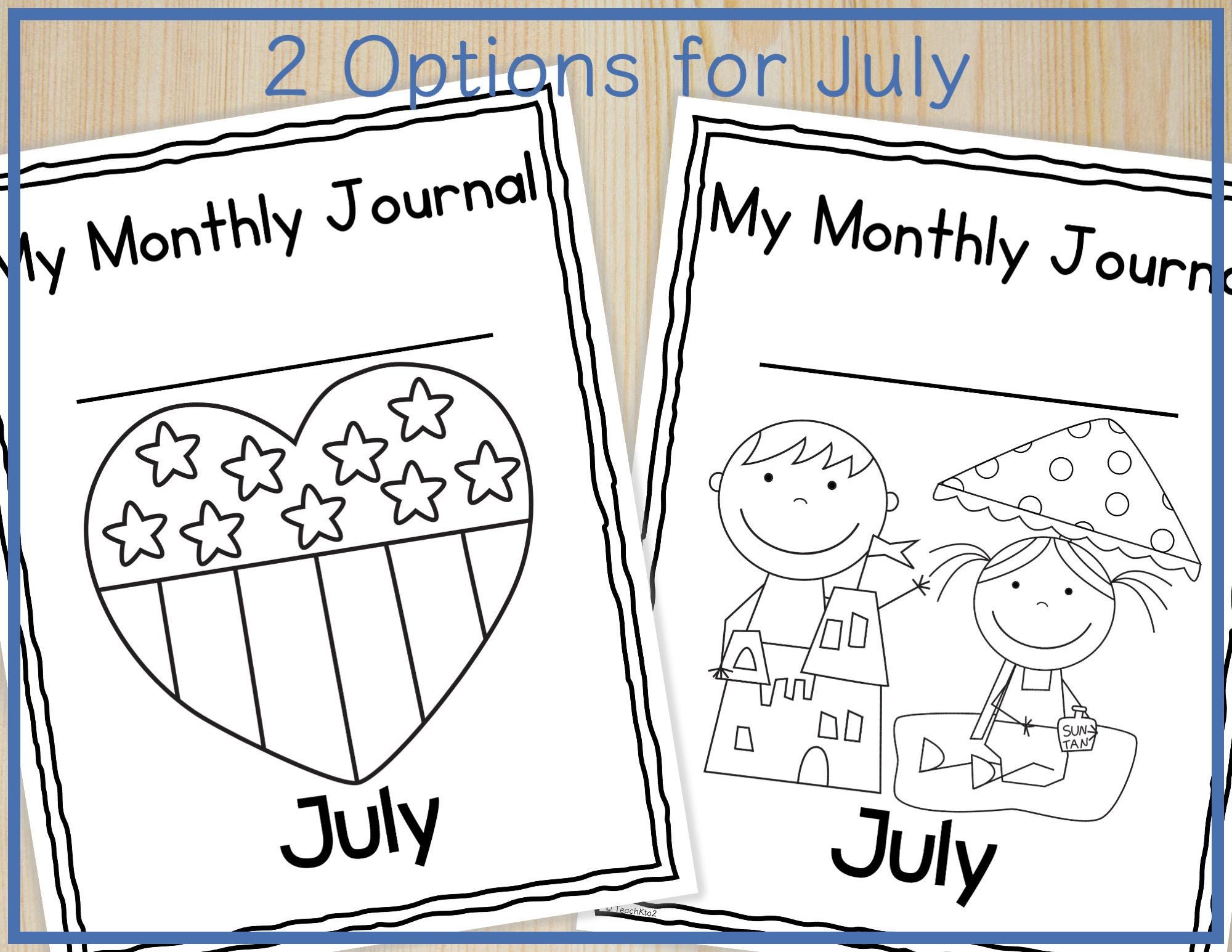 Printable Monthly Journal Covers With Primary Lined Paper| Kindergarten ...