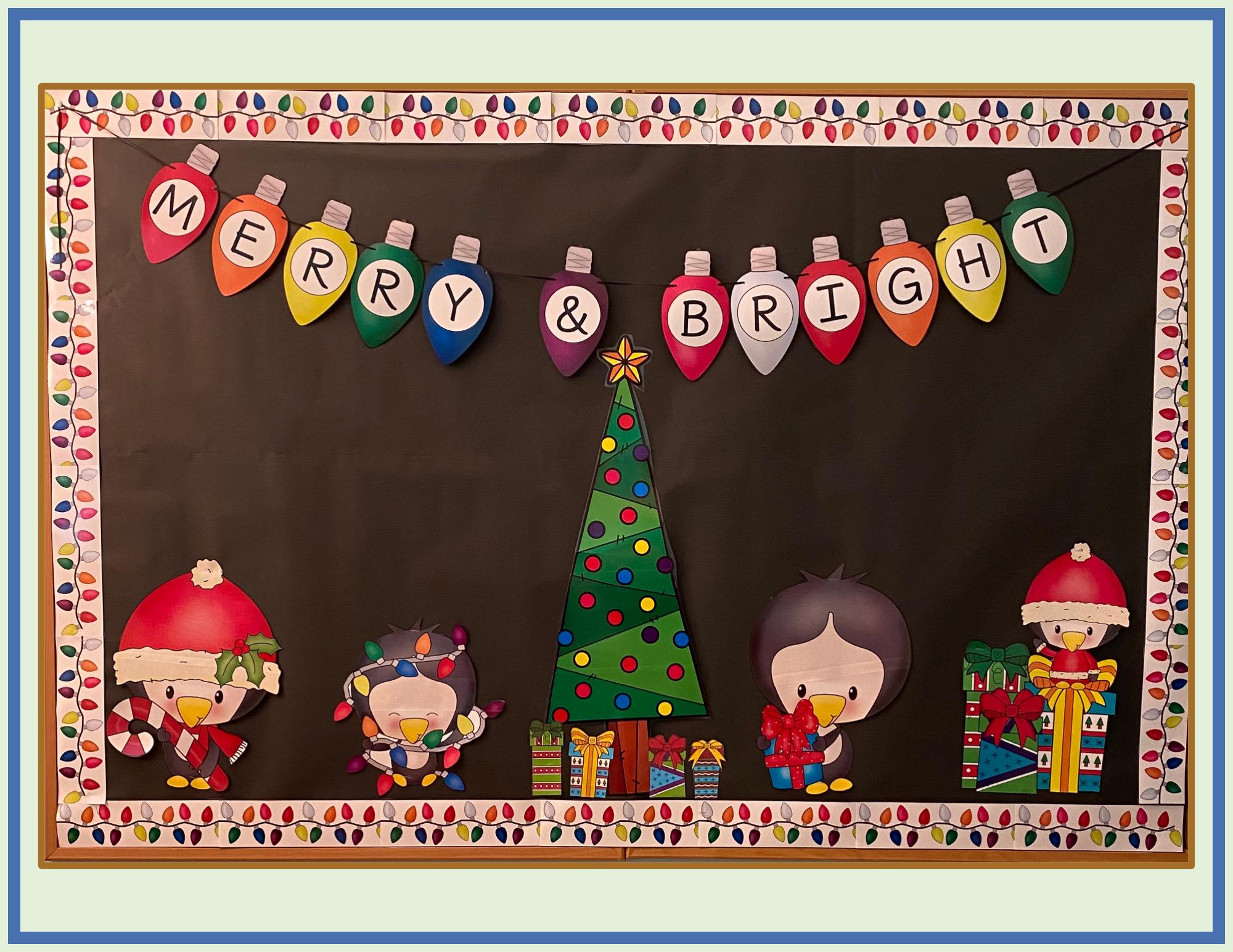 Christmas Animals Bulletin Board Set/unwrap a Good Bookholiday Decor ...
