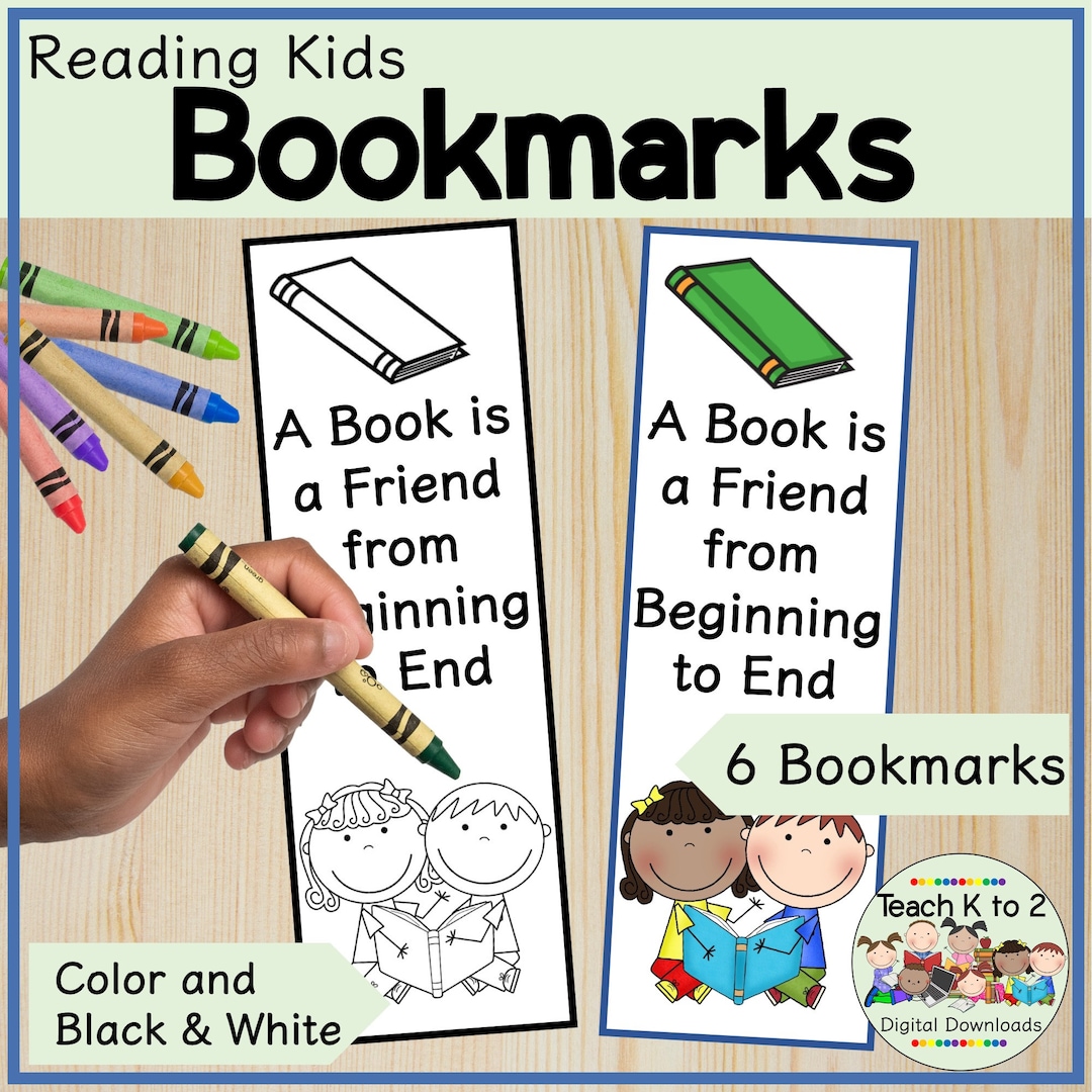 Printable Back to School Bookmarks in Color and Black & White for Kids ...