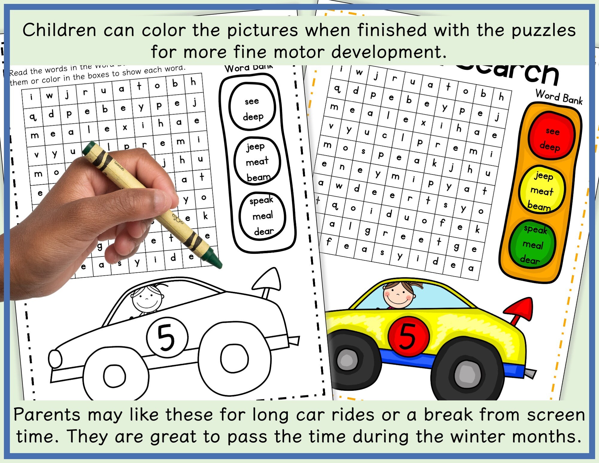 Long E Word Search Puzzles for Grade 1 Literacy Centers/first Grade ...