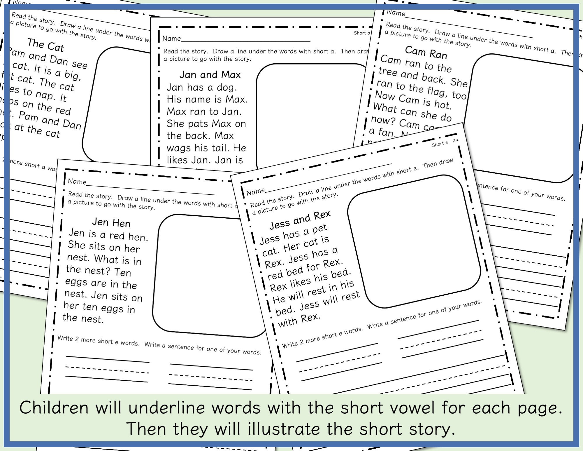 Short Vowel Stories for First Grade Reading Lessons or Literacy Centers ...