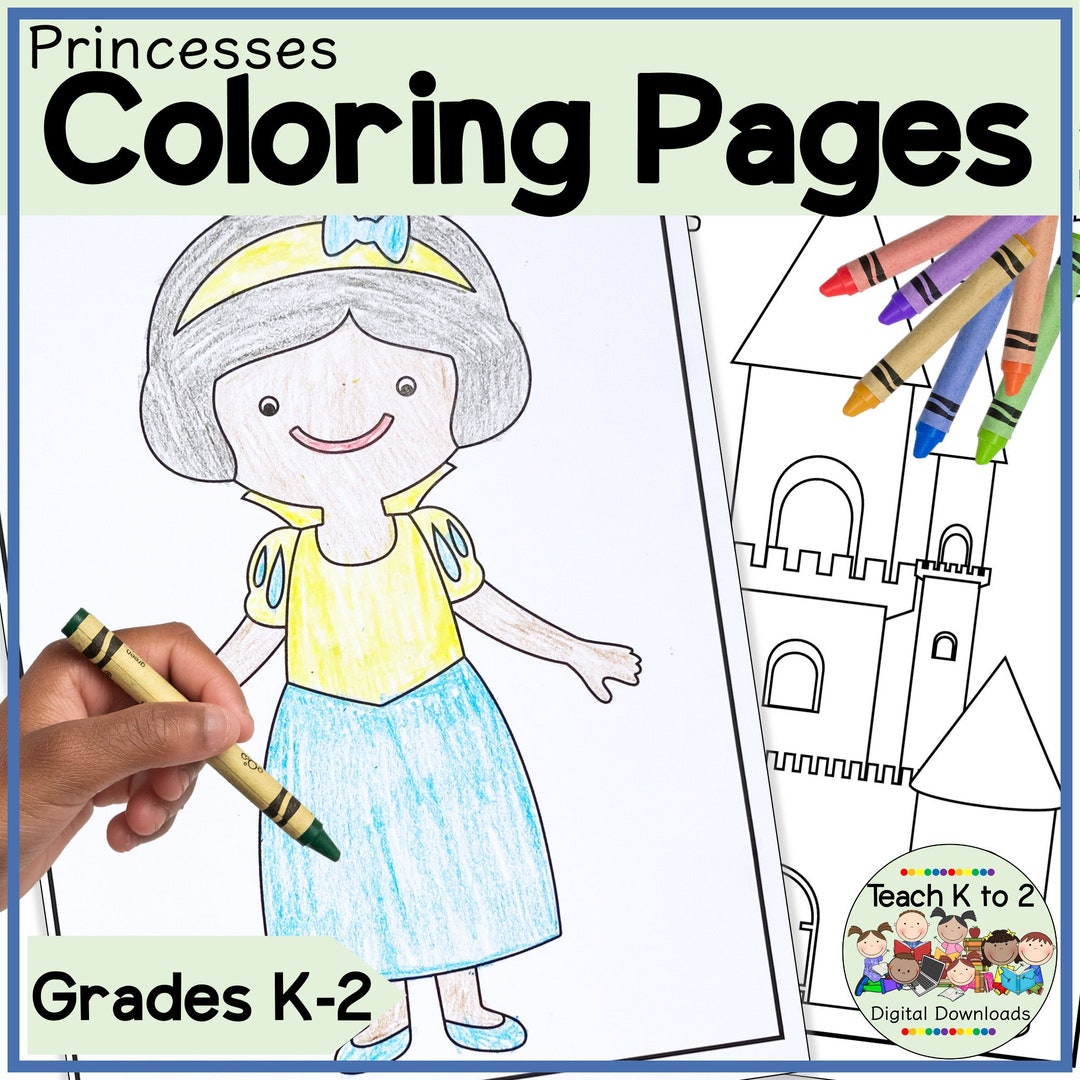 Princesses Coloring Pages for Kindergarten, First, or Second Grade/fine ...