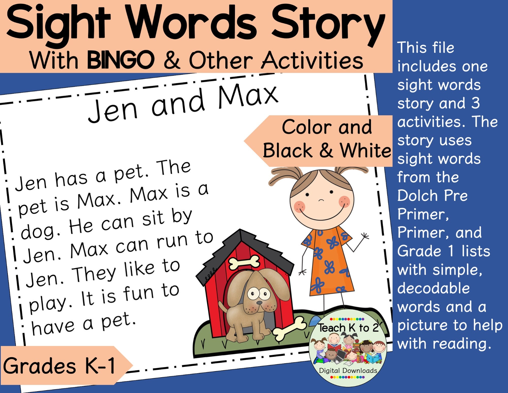 Sight Words Story/decodable Reader/easy Reading for - Etsy
