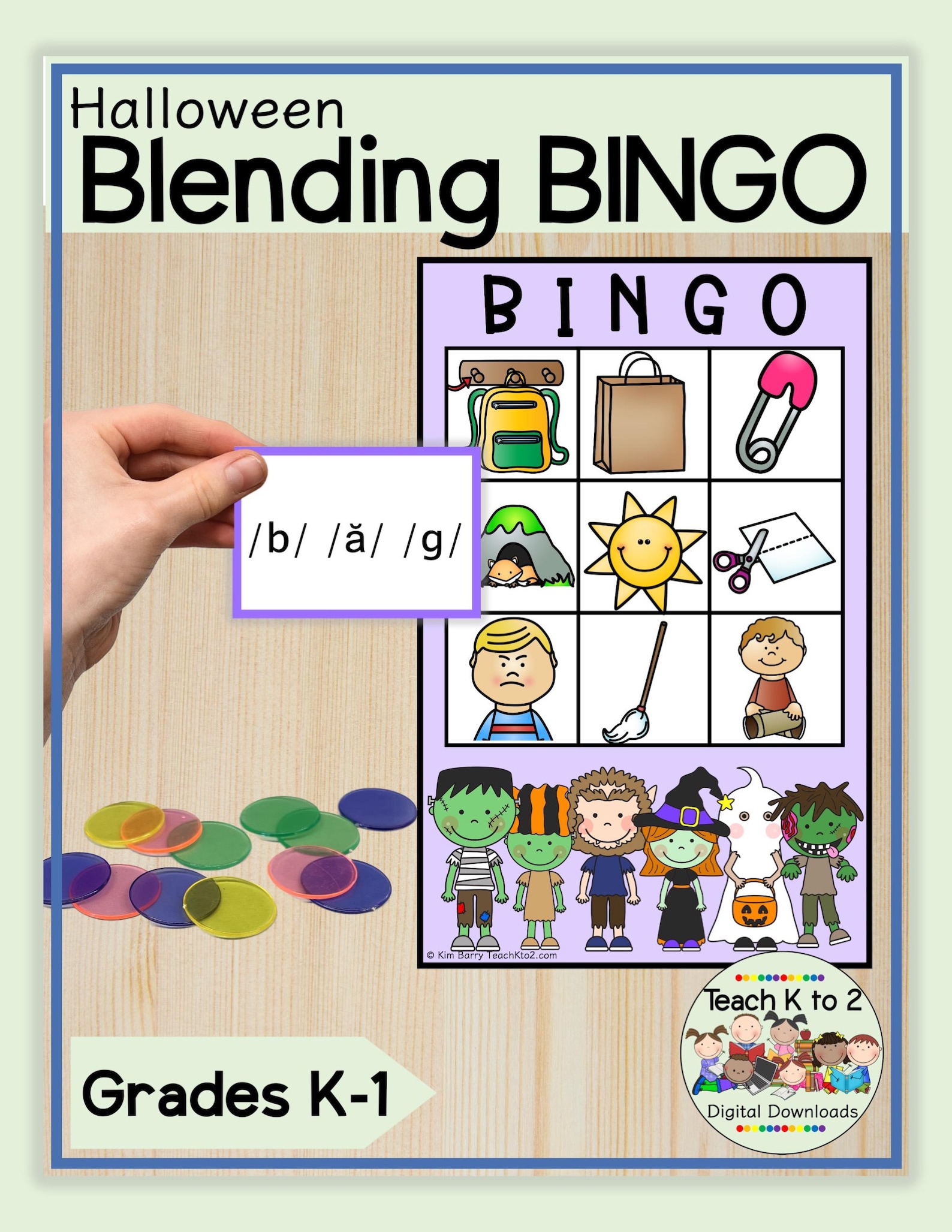 Blending BINGO Phonemic Awareness Halloween Themed Game for ...