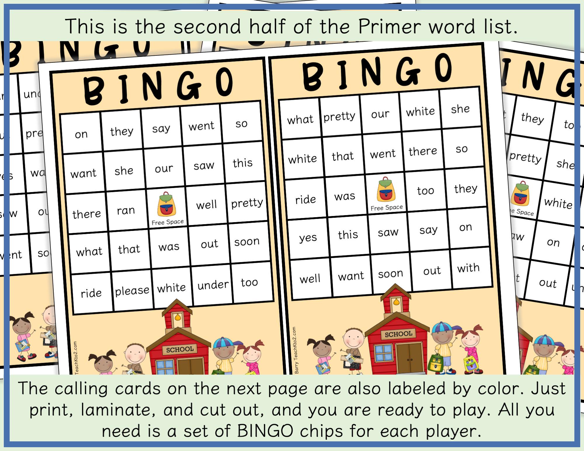 Primer Sight Words BINGO for Kindergarten or First Grade Small Group ...