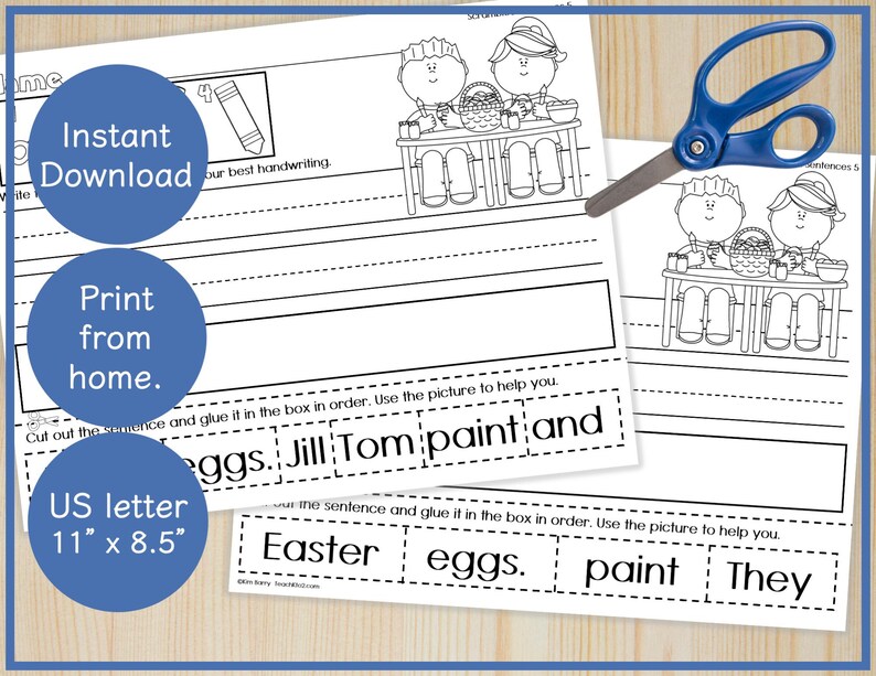 Easter Scrambled Sentences Cut and Paste | Homeschool Writing Fluency ...