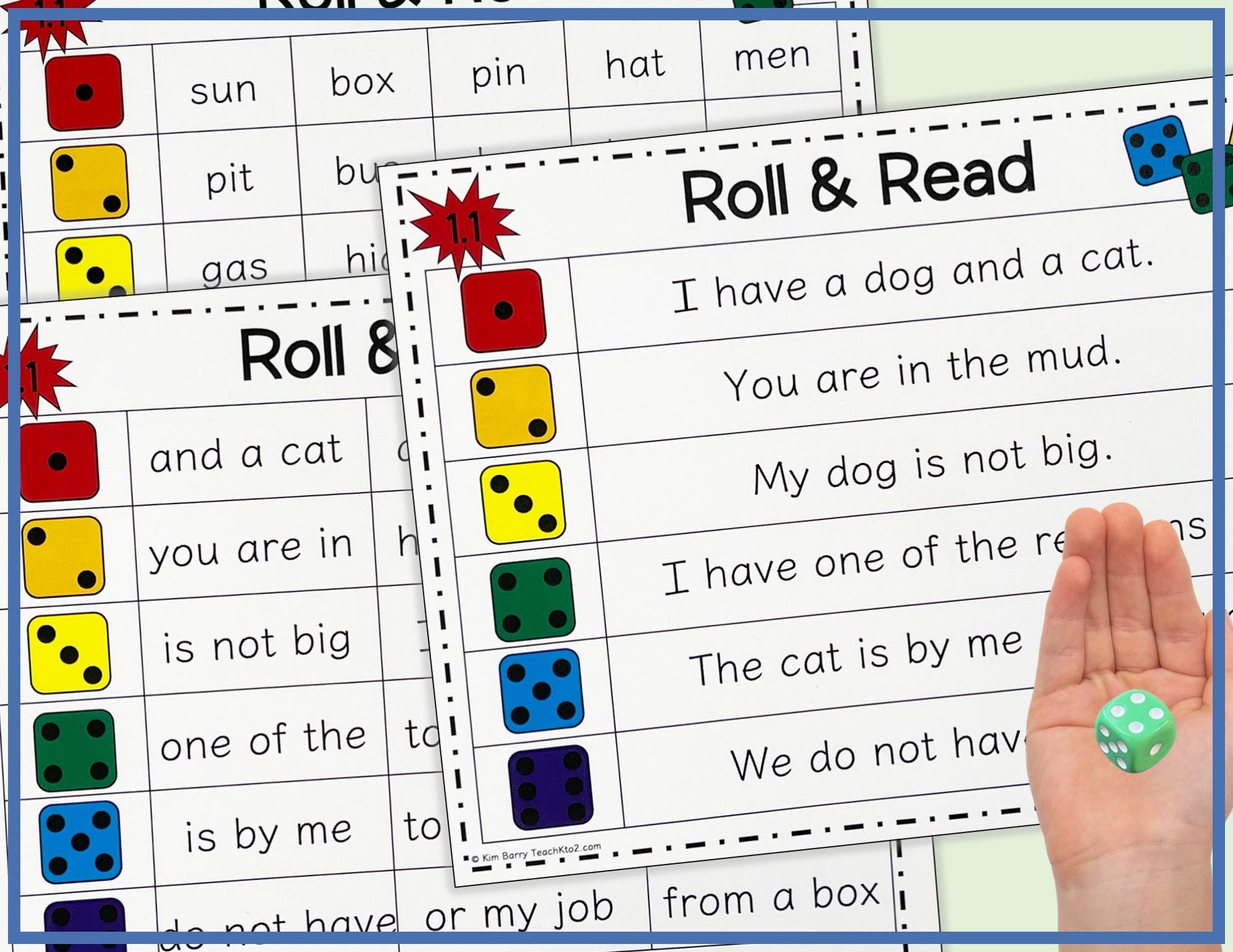 Roll and Read Grade 1 Fluency/words Phrases Sentences Decoding Small ...