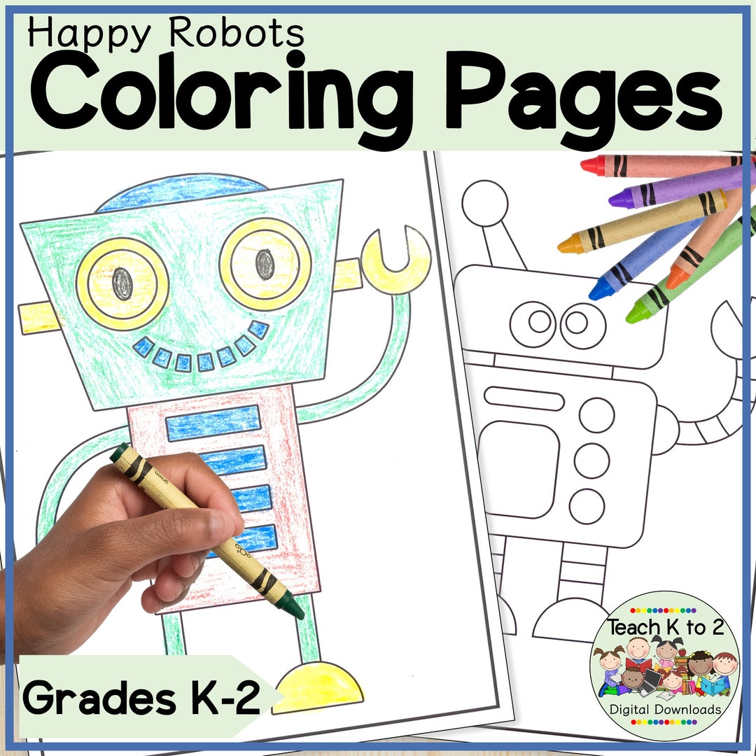 Robots Coloring Pages for Kindergarten, First, or Second Grade/fine ...