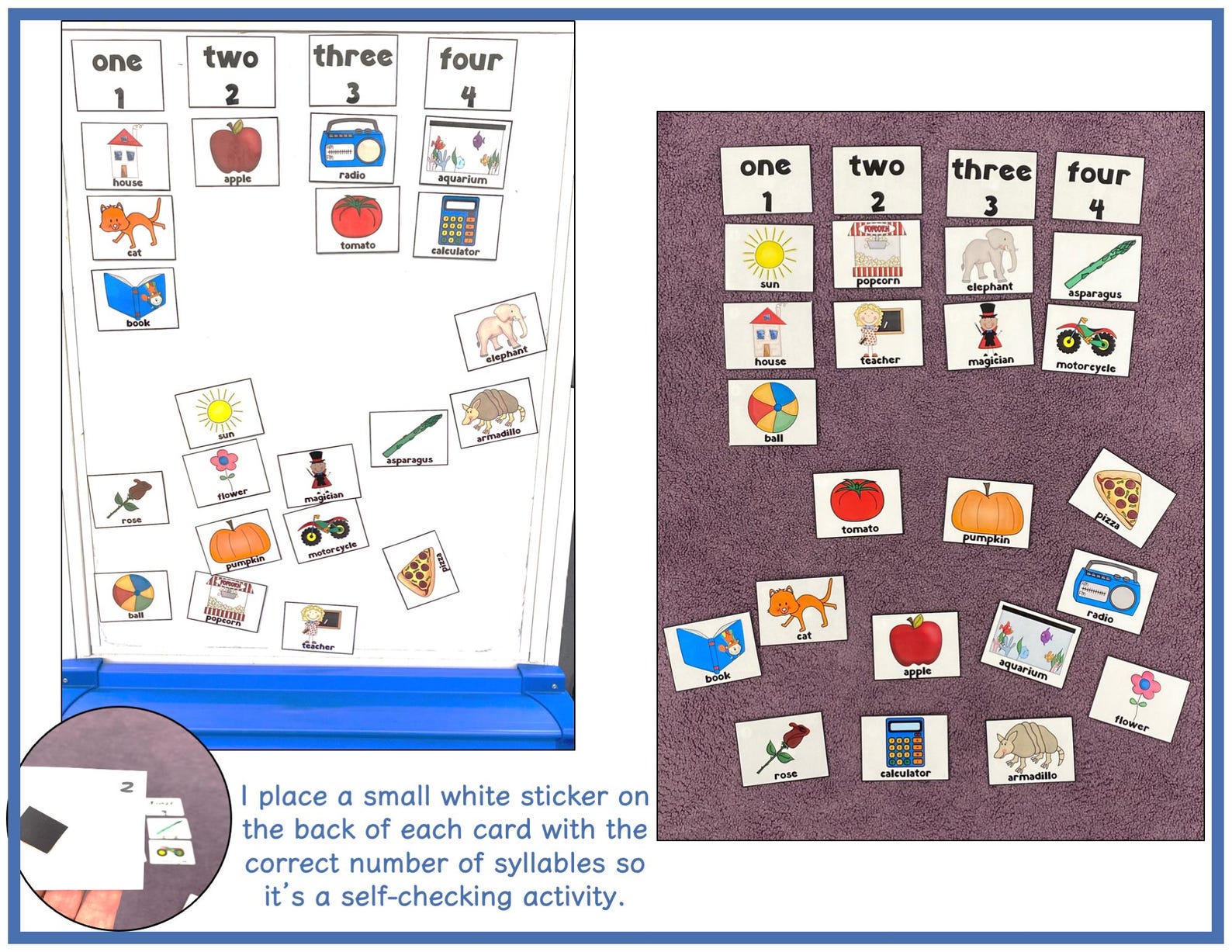 Counting Syllables Activity and Worksheets for Grades K-1/literacy ...