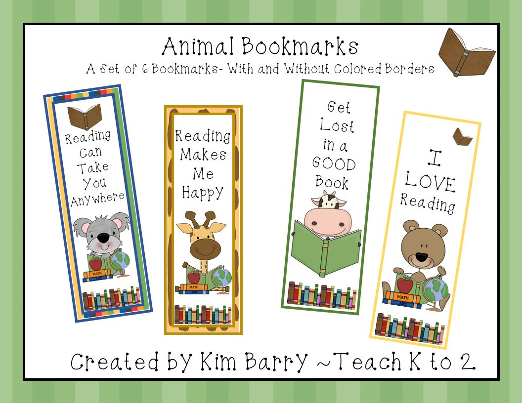Reading Animals Bookmarks/Digital Download/Bookmarks for | Etsy