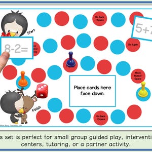 Differentiated Addition and Subtraction Christmas Board Games for First ...