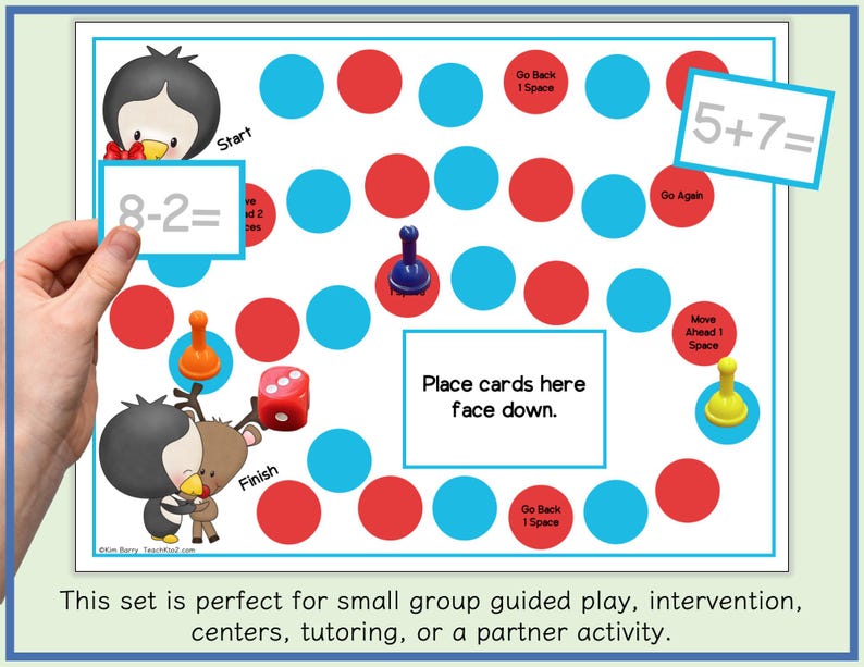 Differentiated Addition and Subtraction Christmas Board Games for First ...