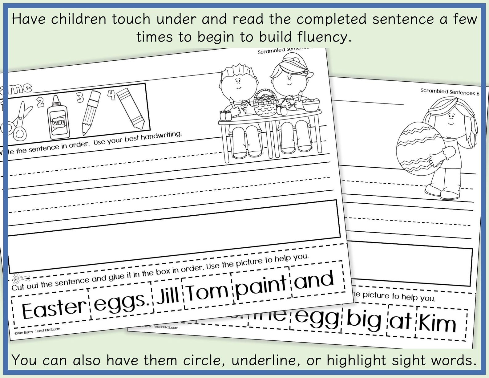 Easter Scrambled Sentences Cut and Paste Writing Activity for First ...