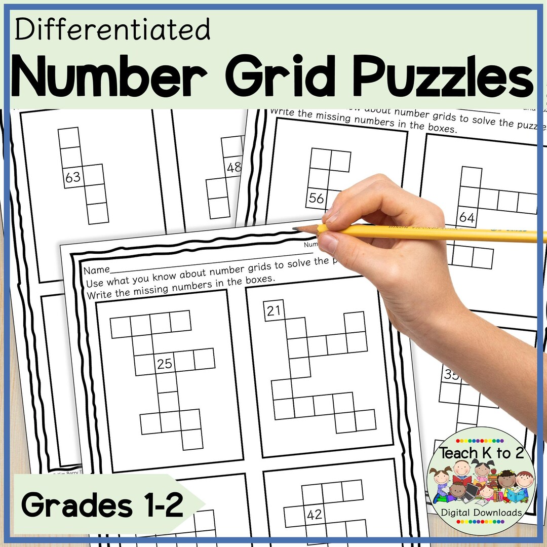 Differentiated Number Grid Puzzles for First or Second Grade/place ...
