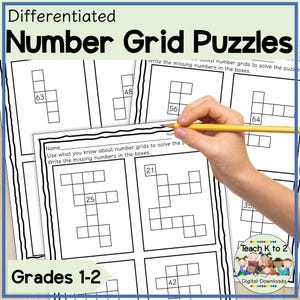 Differentiated Number Grid Puzzles for First or Second Grade/place ...