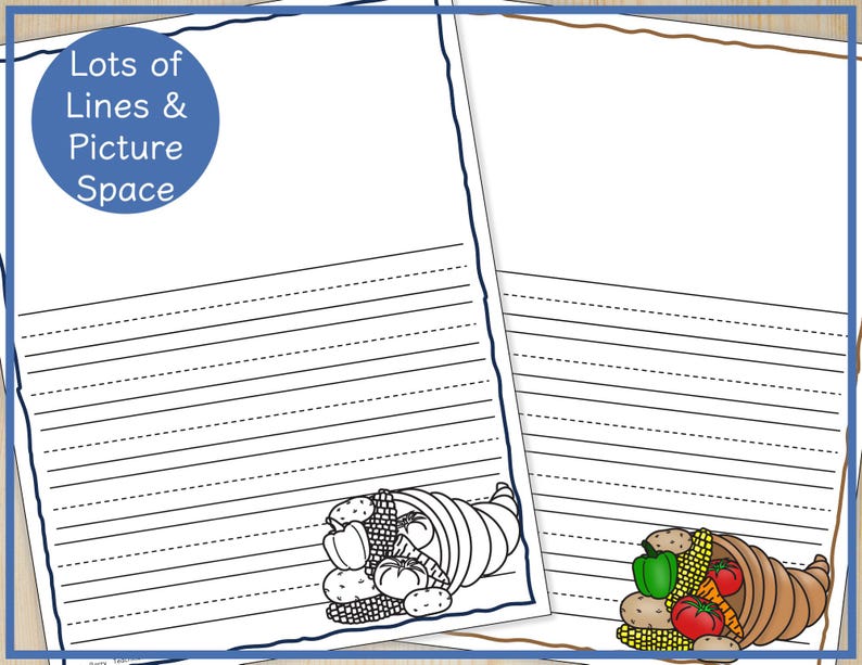 Thanksgiving Themed Primary Lined Writing Paper Differentiated for ...