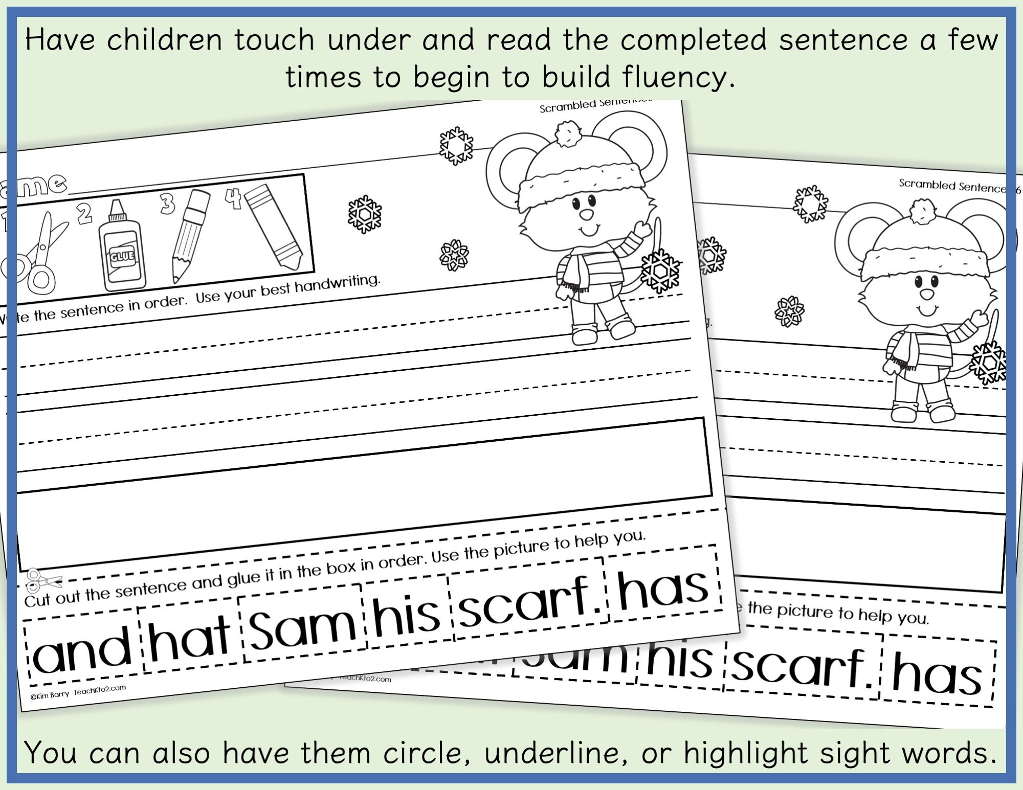 Scrambled Sentences Cut and Paste Writing Activity for Grades 1-2 ...
