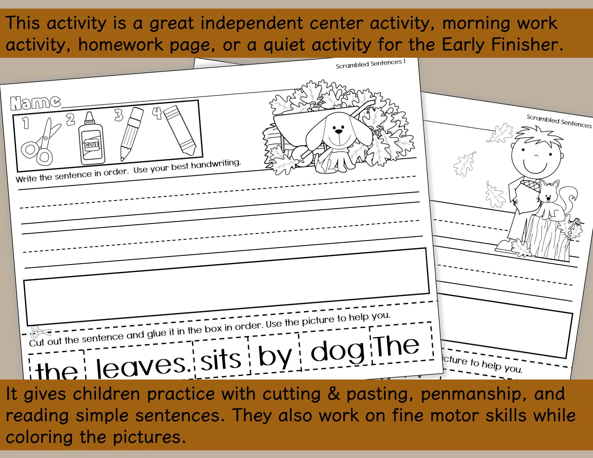 Sentence Building/fluency/writing/literacy Centers/cut and Paste ...