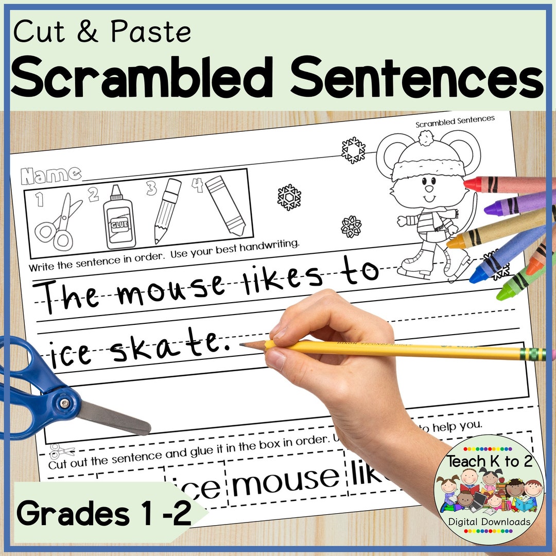 Winter Mouse Scrambled Sentences Cut and Paste Writing Activity for ...