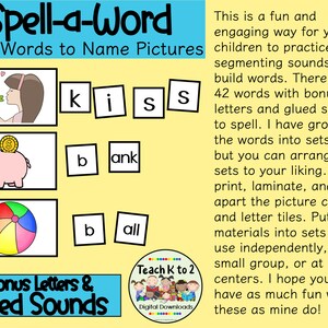 Spell-a Word Bonus Letters & Glued Sounds Word - Etsy