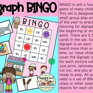 Digraphs Bingo/phonics Game/outer Space Theme/small Group - Etsy
