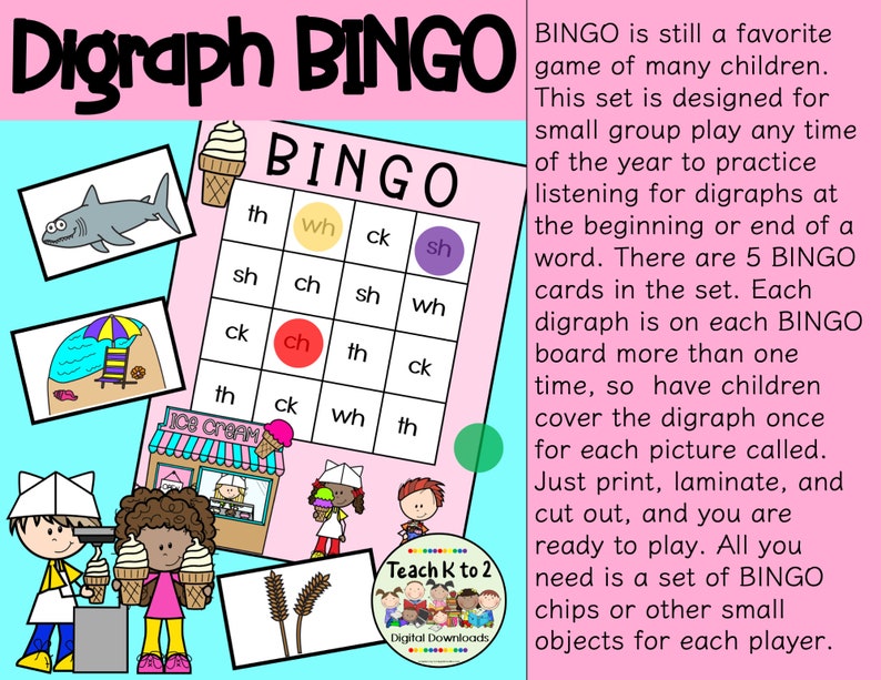 Digraphs Bingo/phonics Game/outer Space Theme/small Group - Etsy