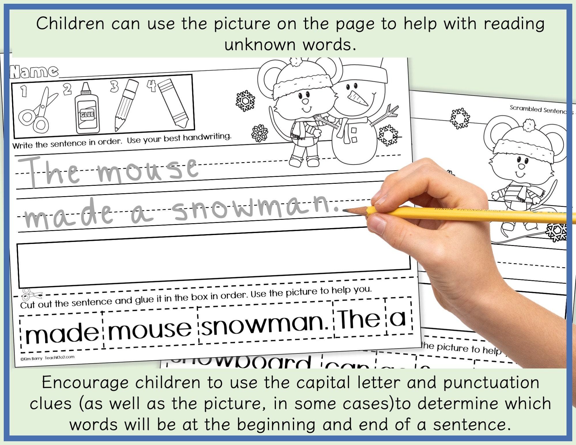 Scrambled Sentences Cut and Paste Writing Activity for Grades 1-2 ...