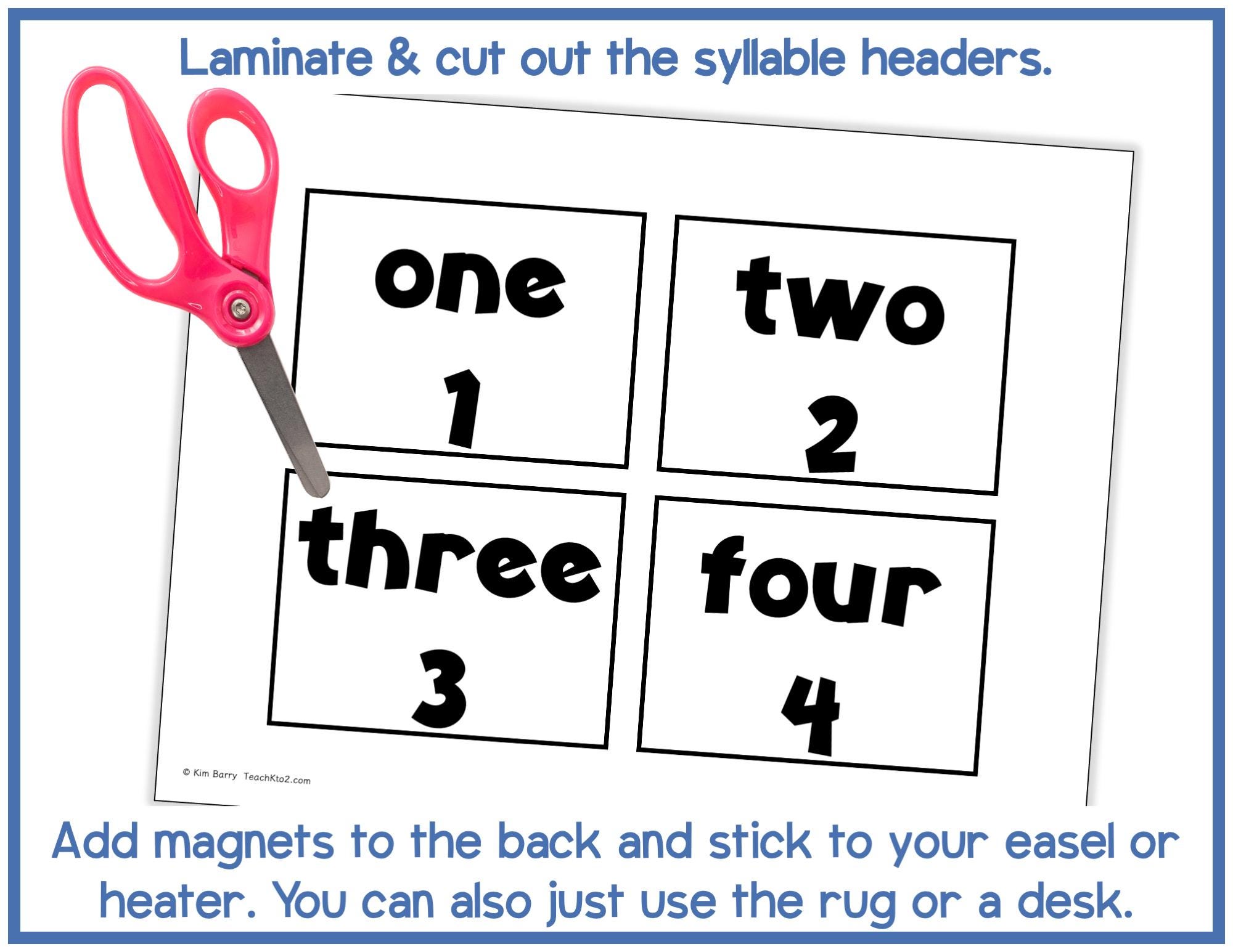 Counting Syllables Activity and Worksheets for Grades K-1/literacy ...