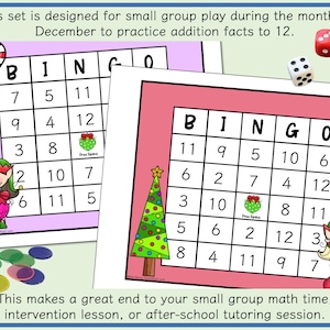 Christmas Addition BINGO With Dice for First or Second Grade Holiday ...