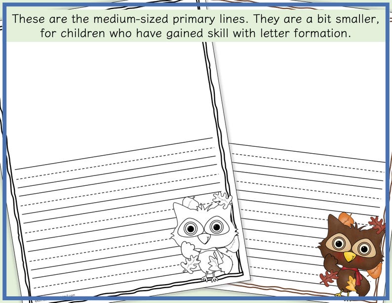 Fall Themed Primary Lined Writing Paper Differentiated for Kindergarten ...