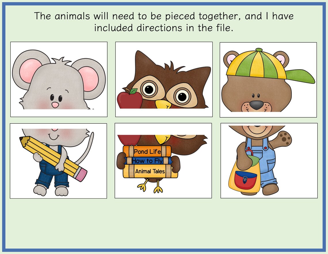 Back to School Bulletin Board Set/animals at School/classroom Decor ...