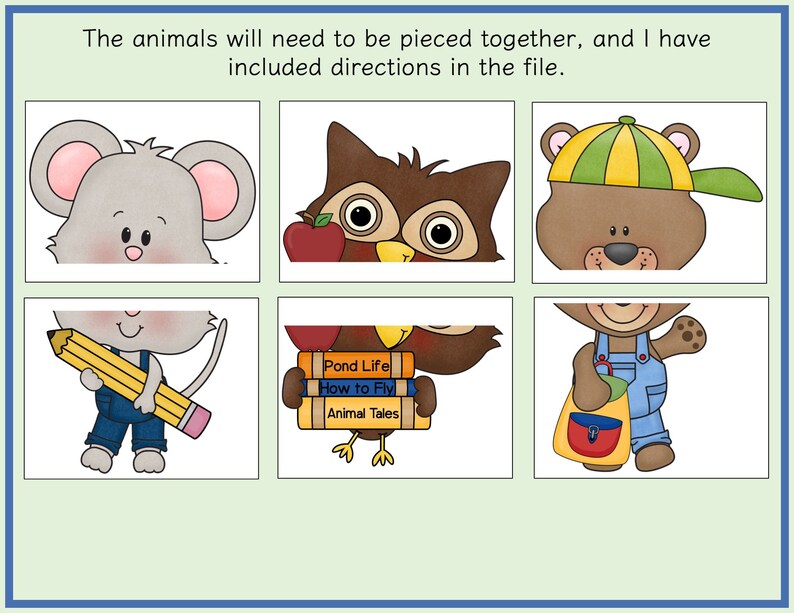 Back to School Bulletin Board Set/animals at School/classroom Decor ...