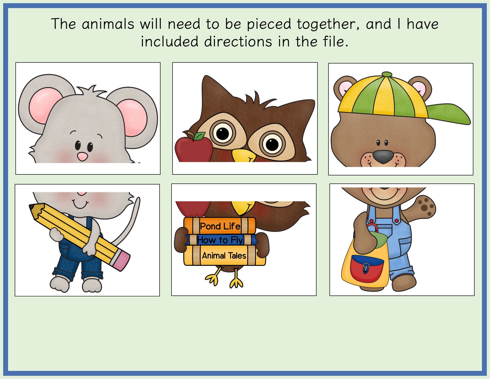 Back to School Bulletin Board Set/animals at School/classroom Decor ...