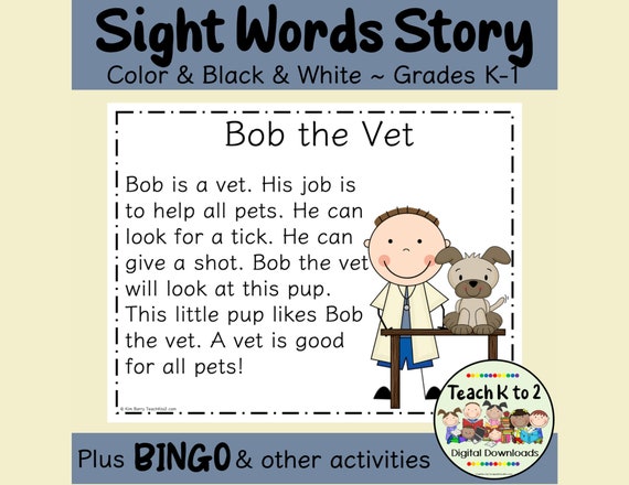 Sight Words Story/decodable Reader/easy Reading for - Etsy