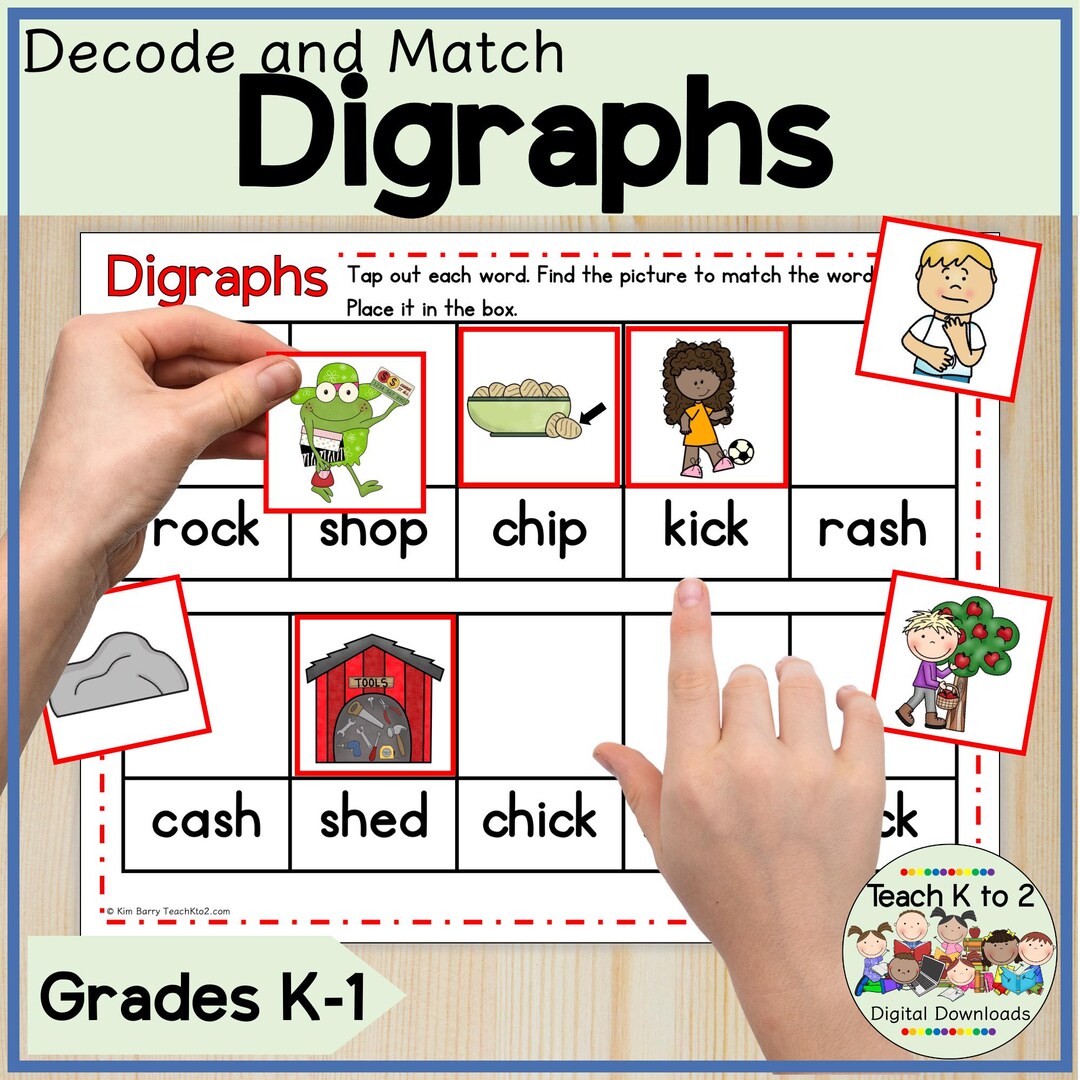 Digraphs Decoding and Picture Matching Word Mats for Grades K-1 ...