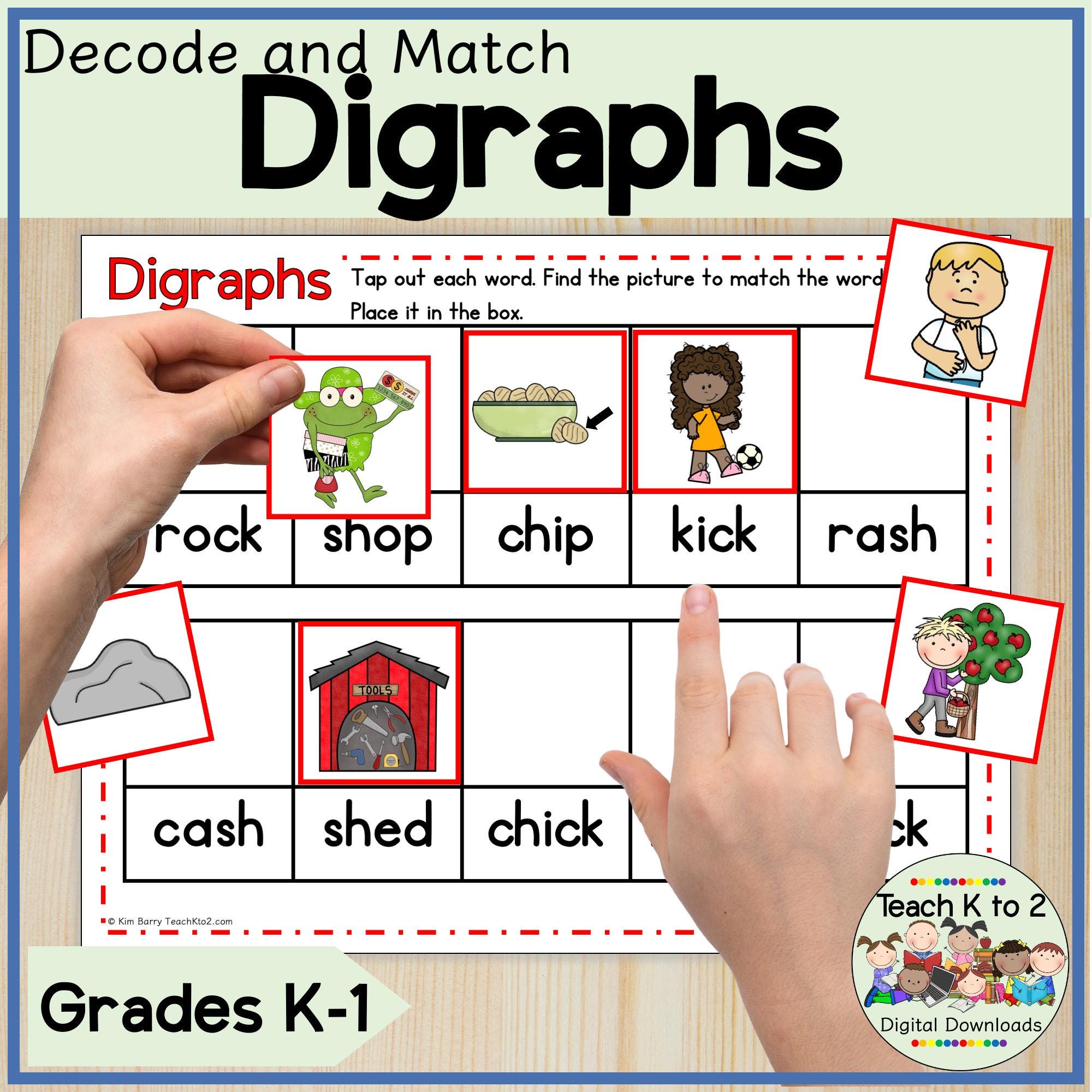 Digraphs Decoding and Picture Matching Word Mats for Grades K-1 ...