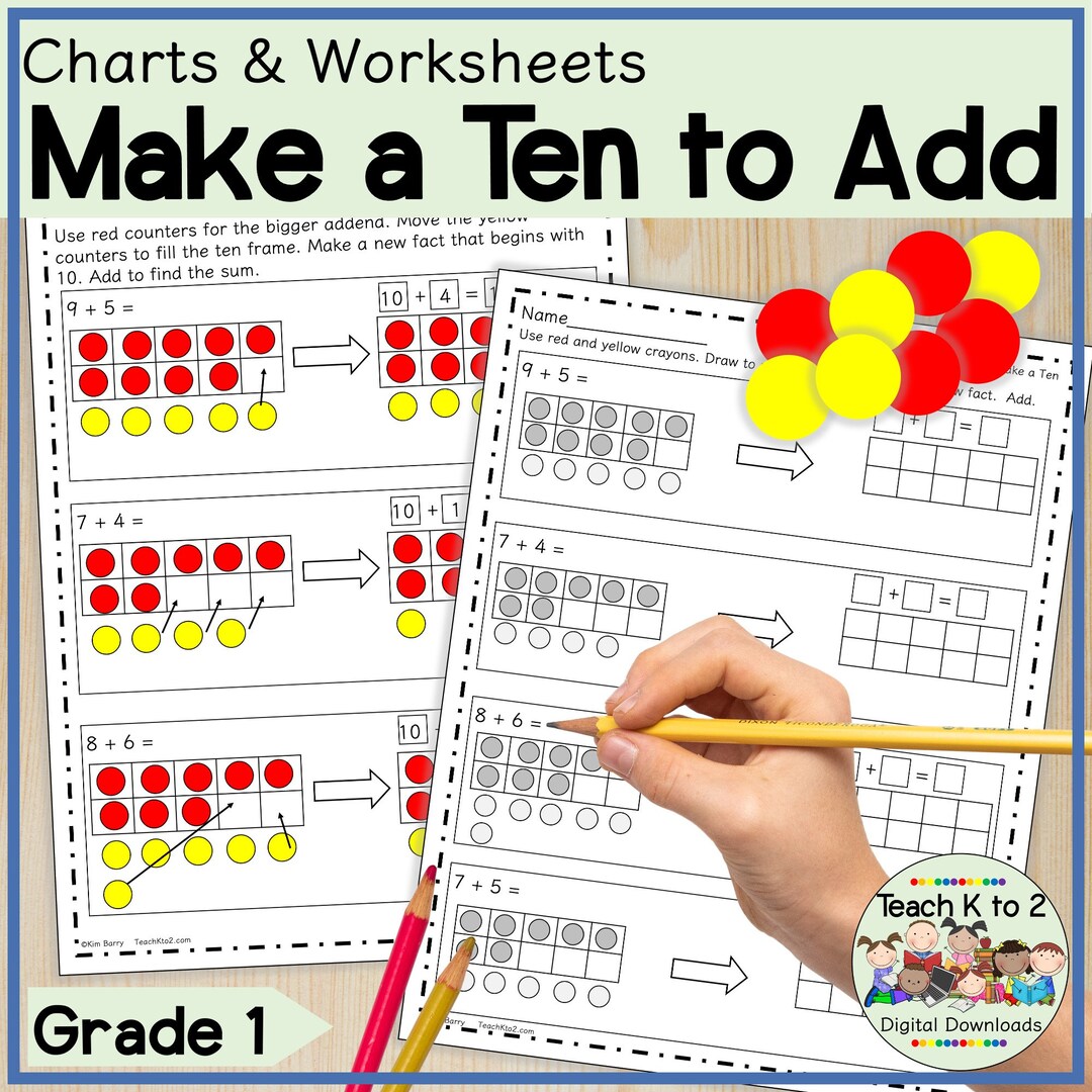 Make a Ten to Add Math Worksheets & Anchor Chart for Small Group First ...