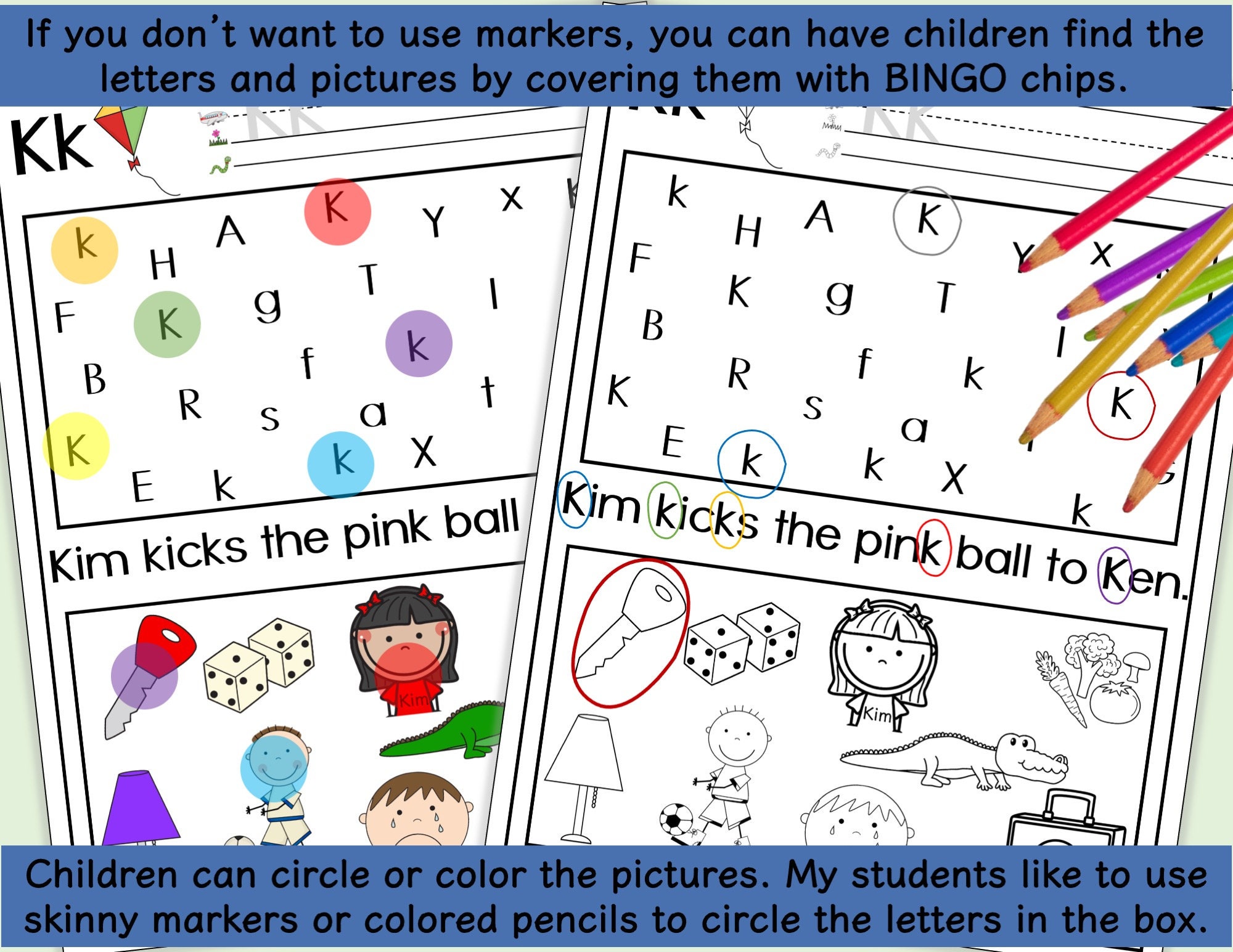 Alphabet Letter Mats in Color and Black & White for K-1 Phonics ...