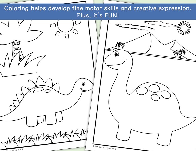 Dinosaurs Coloring Pages for Kindergarten, First, or Second Grade/fine ...