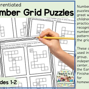 Differentiated Number Grid Puzzles for First or Second Grade/place ...