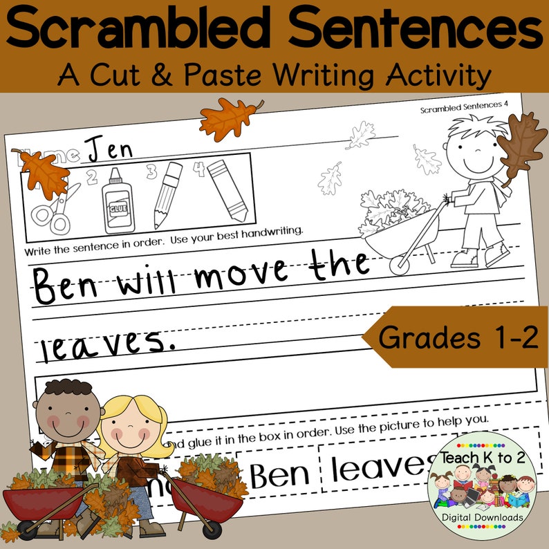 Sentence Building/fluency/writing/literacy Centers/cut and Paste ...
