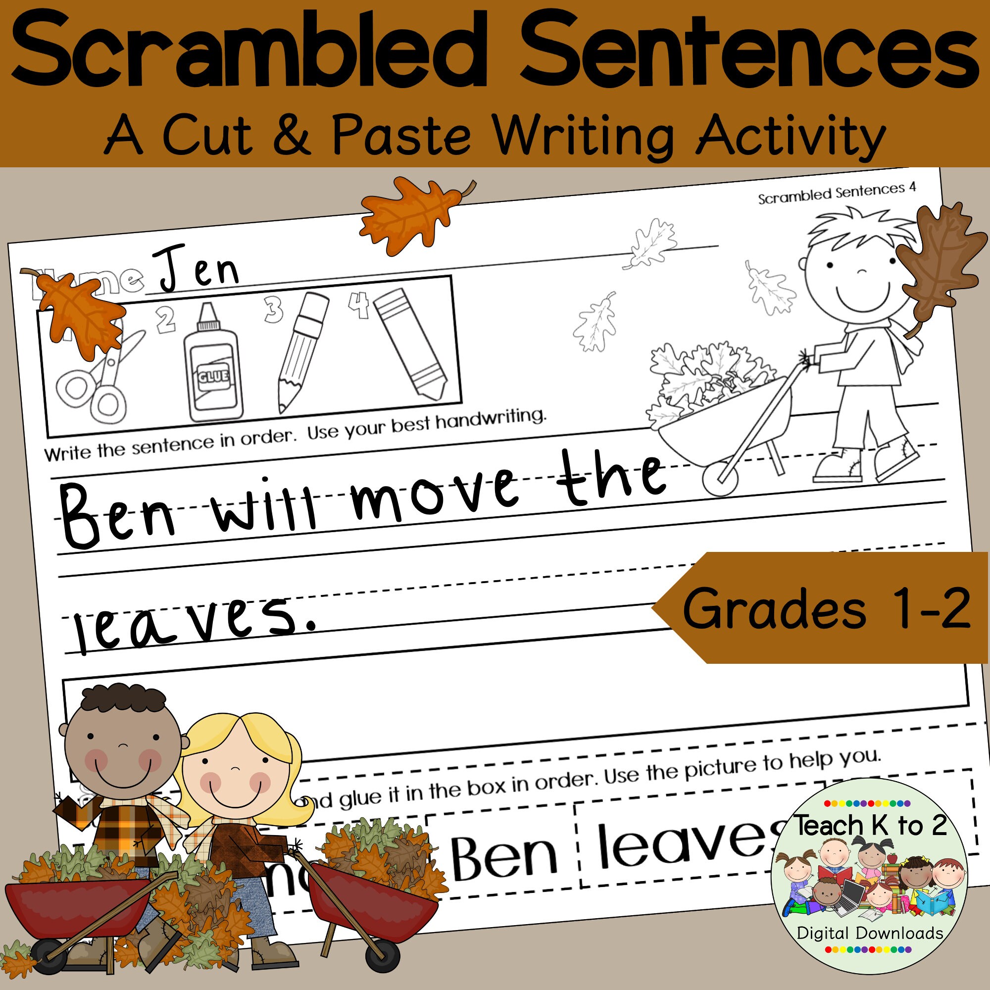 Sentence Building/fluency/writing/literacy Centers/cut and Paste ...