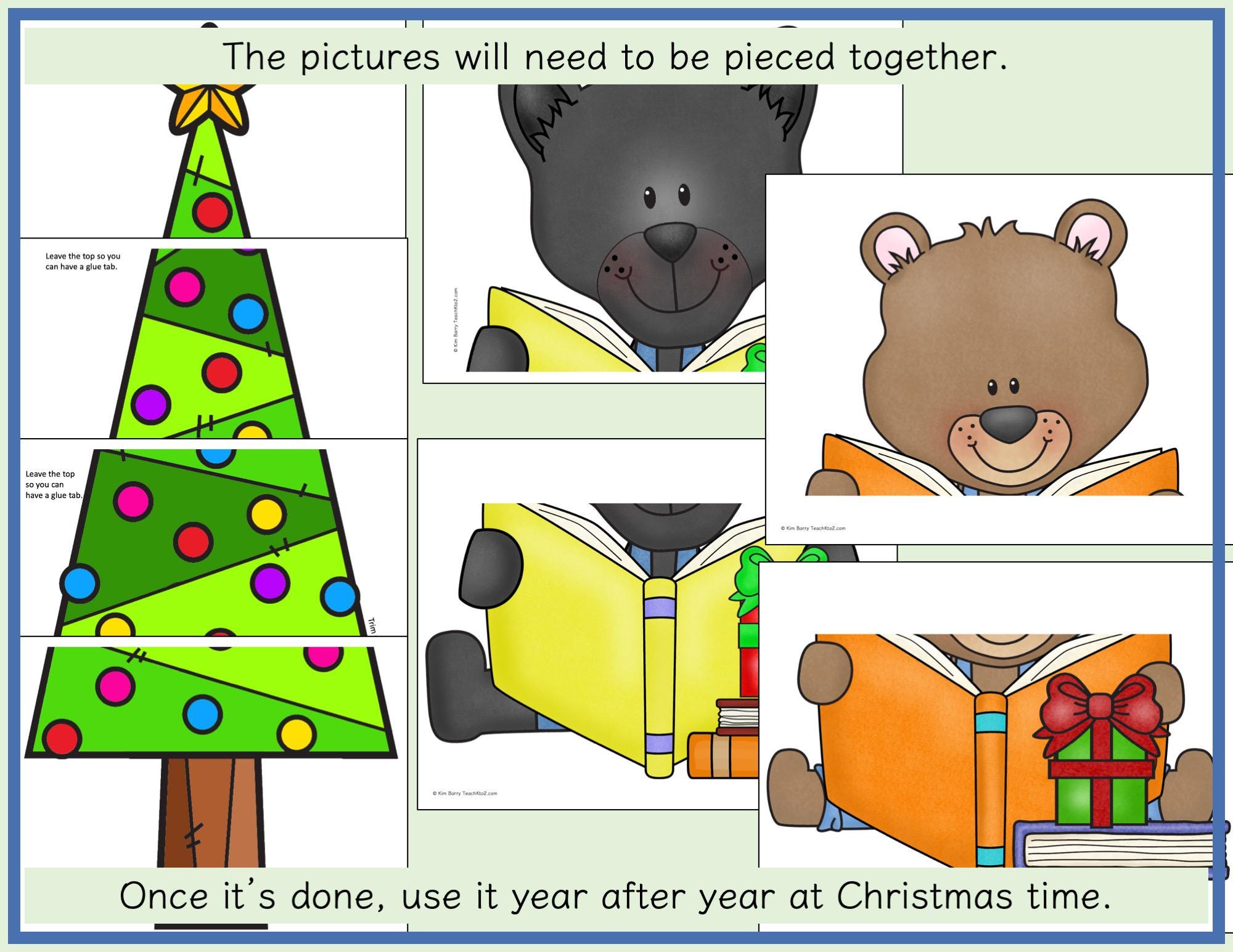 Christmas Animals Bulletin Board Kit/unwrap a Good Book Holiday Decor ...